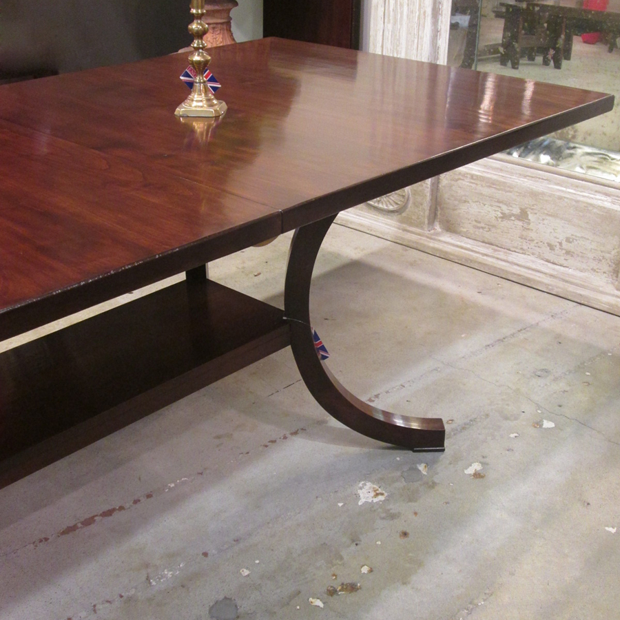 Brown walnut finish curved leg base extending table