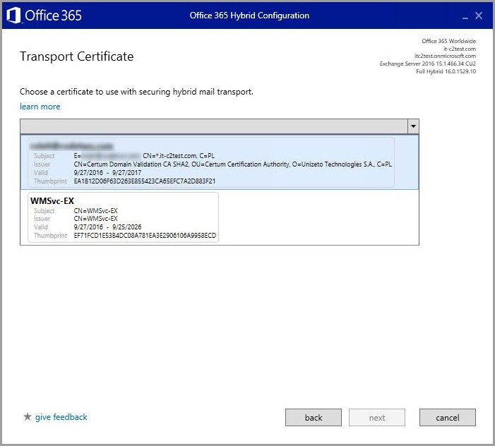 Exchange & Office365 Hybrid Deployment - Part 2