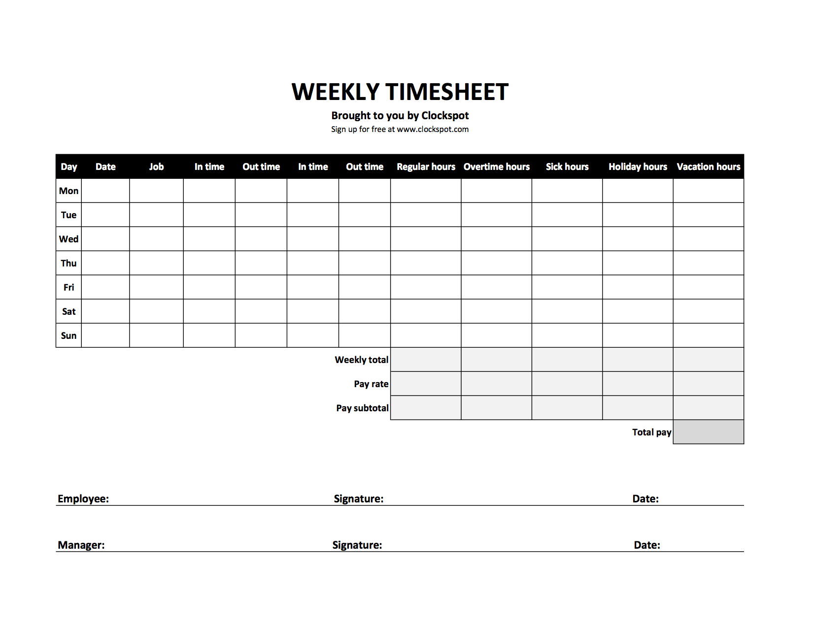  Download Time Sheet Template Excel Bonsai
