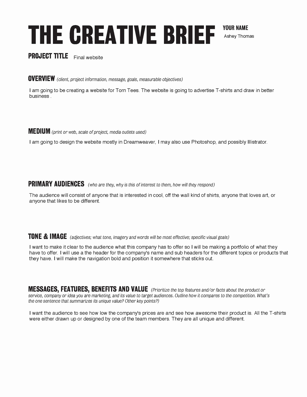  Download Design Project Brief Template Bonsai