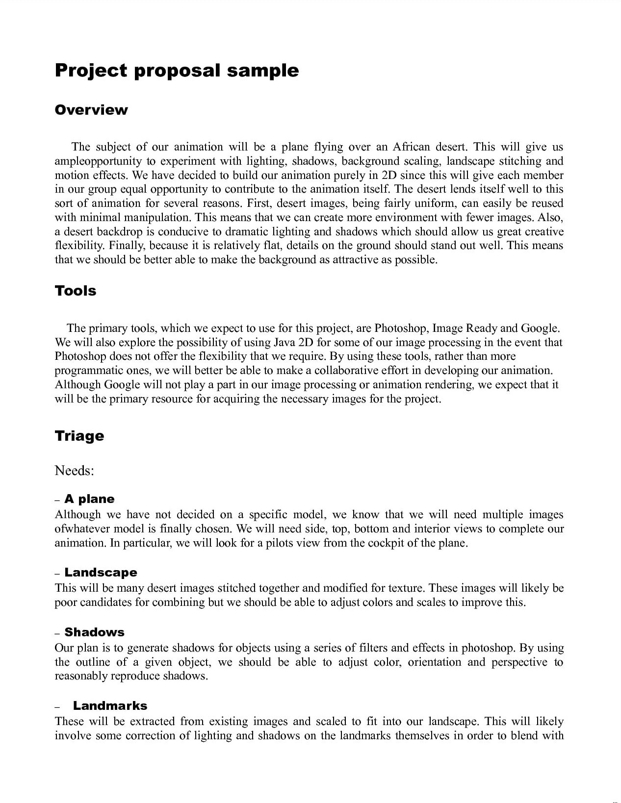 Animation Project Proposal Template Edit Send Bonsai