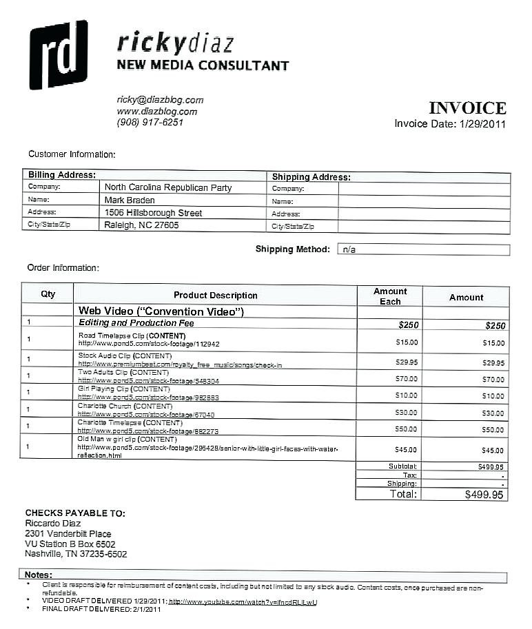 Videography Invoice Template