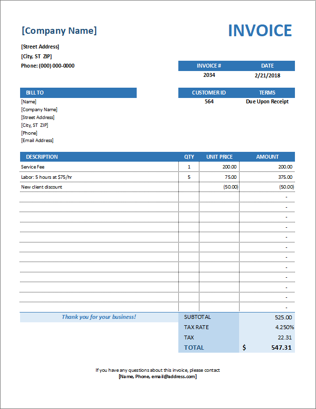 Free Professional Services Invoice Template Download Bonsai