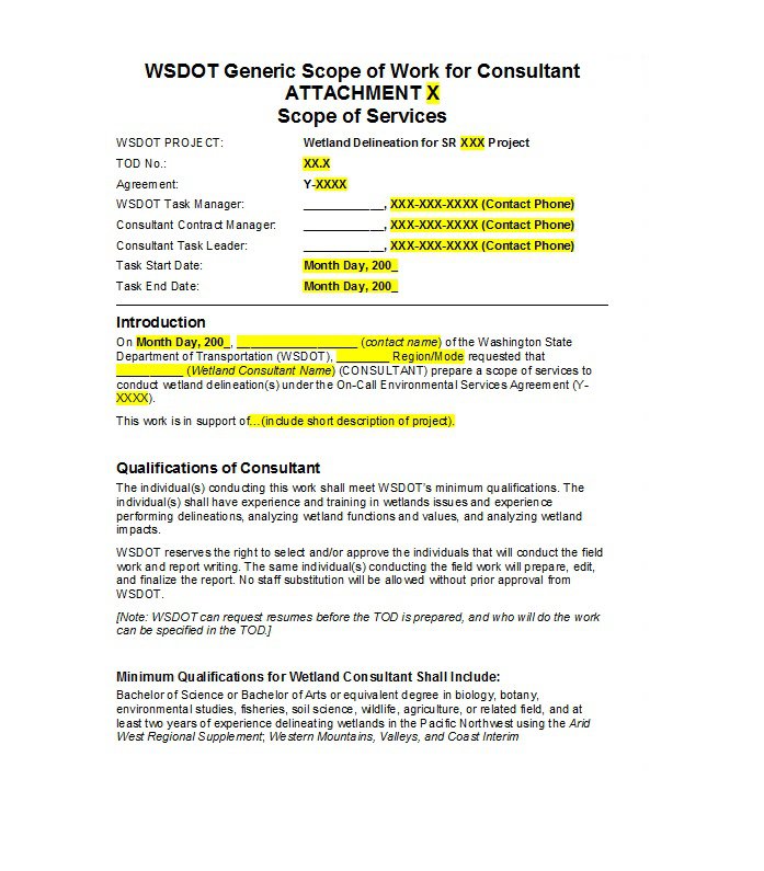Consultant Statement Of Work Consultant Scope Of Work Bonsai