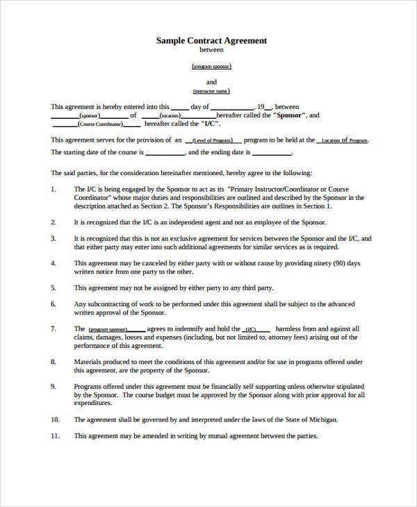 Generic Contract Template Create Download Bonsai