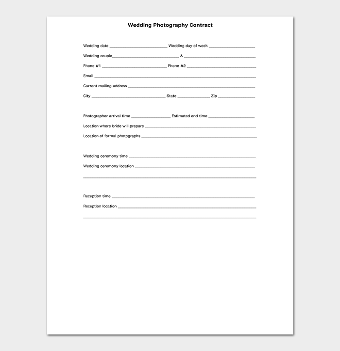 General Photography Contract Template PDF Bonsai