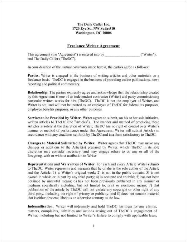 Sample Contract For Writing Services, Free Technical Writing Contract