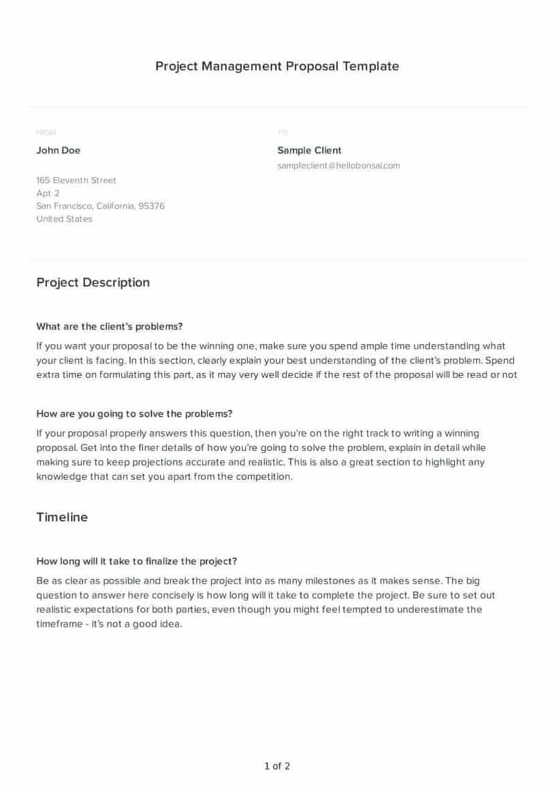 Free Project Management Proposal | PDF Template Download - Bonsai