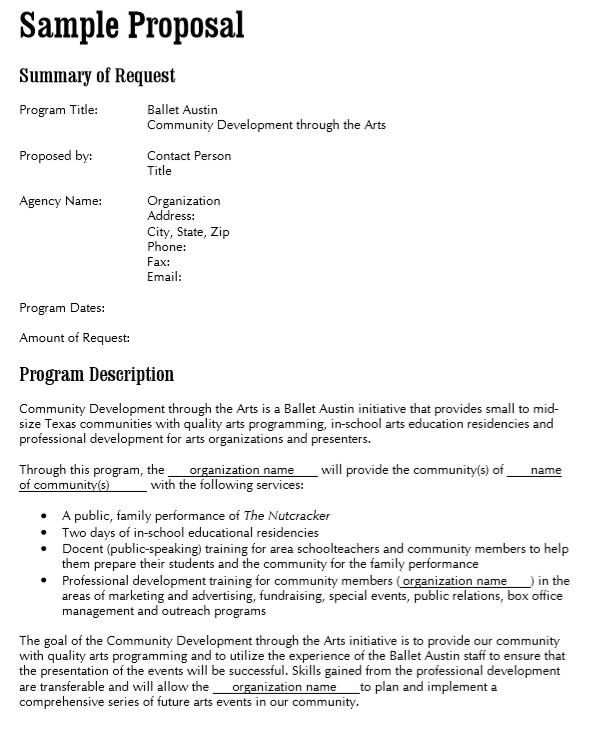 Free Artist Proposal Template Art Proposal Template PDF Bonsai