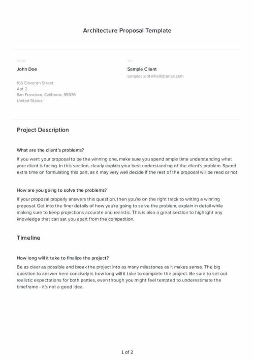 Free Architecture Proposal Template - Bonsai