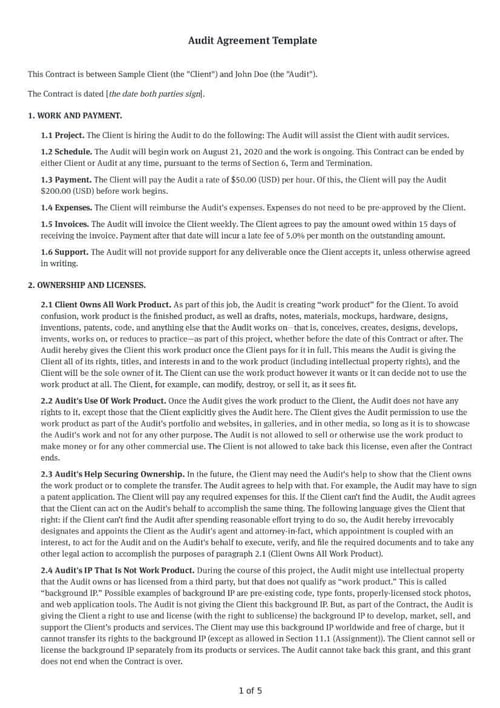 Audit Agreement Template | Free Download - Bonsai