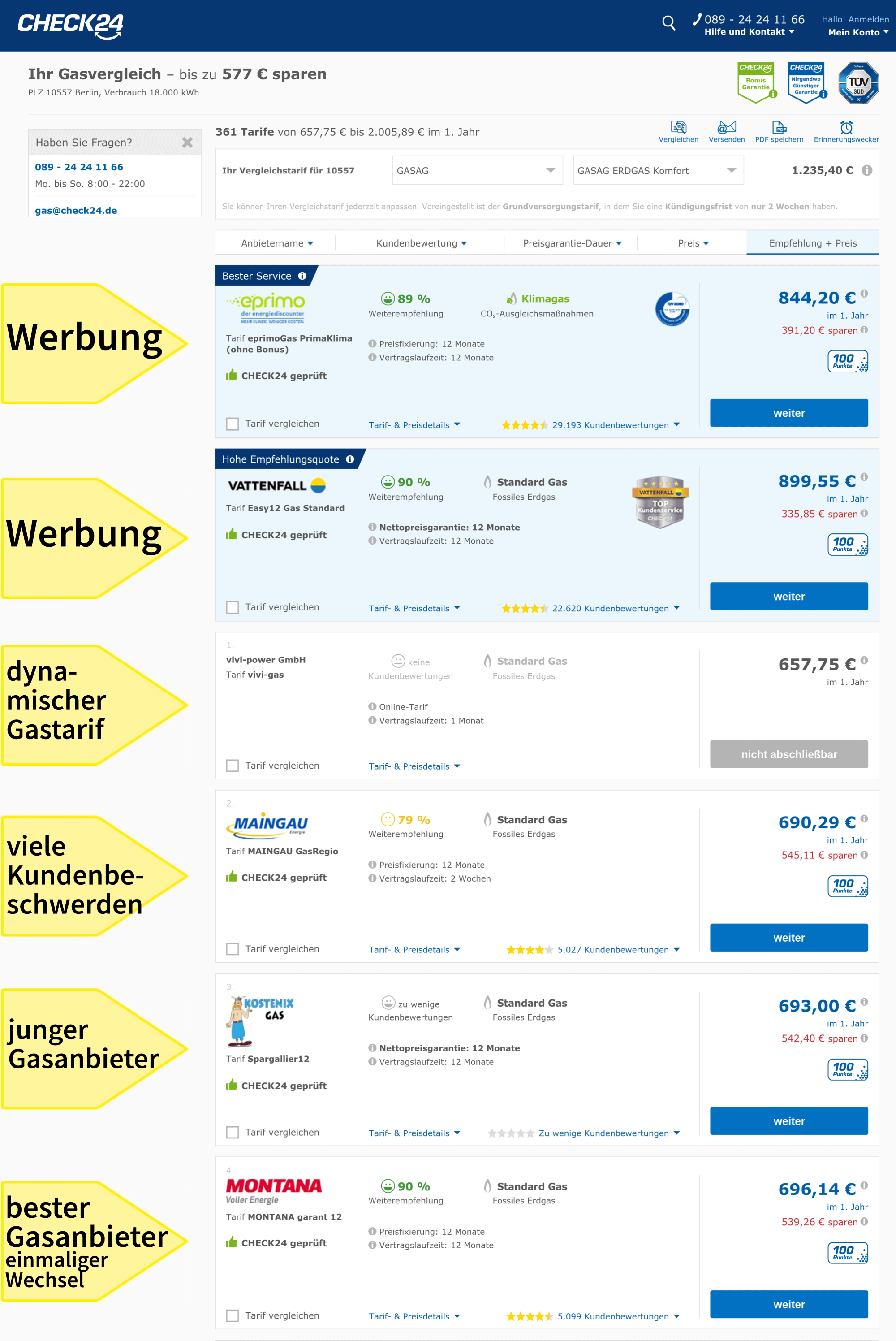 Gasanbieter wechseln