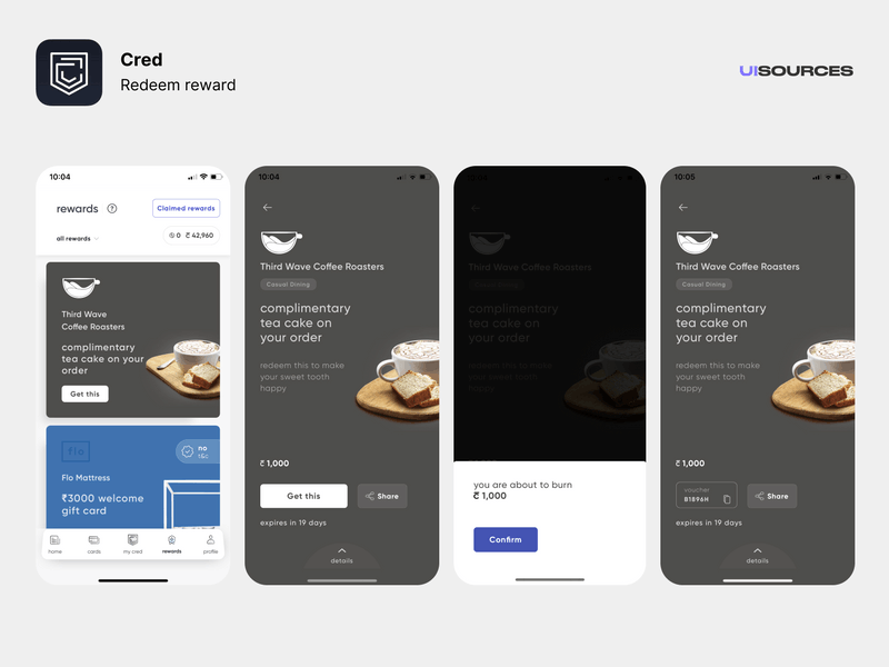 Cred - Content Screens Screenshots | UI Sources