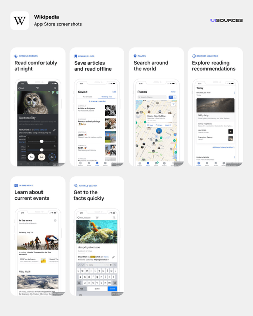 Wikipedia - App Store Screenshots Screenshots | UI Sources