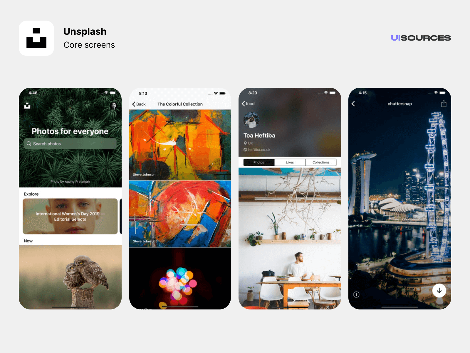 Unsplash - Content Screens Screenshots | UI Sources