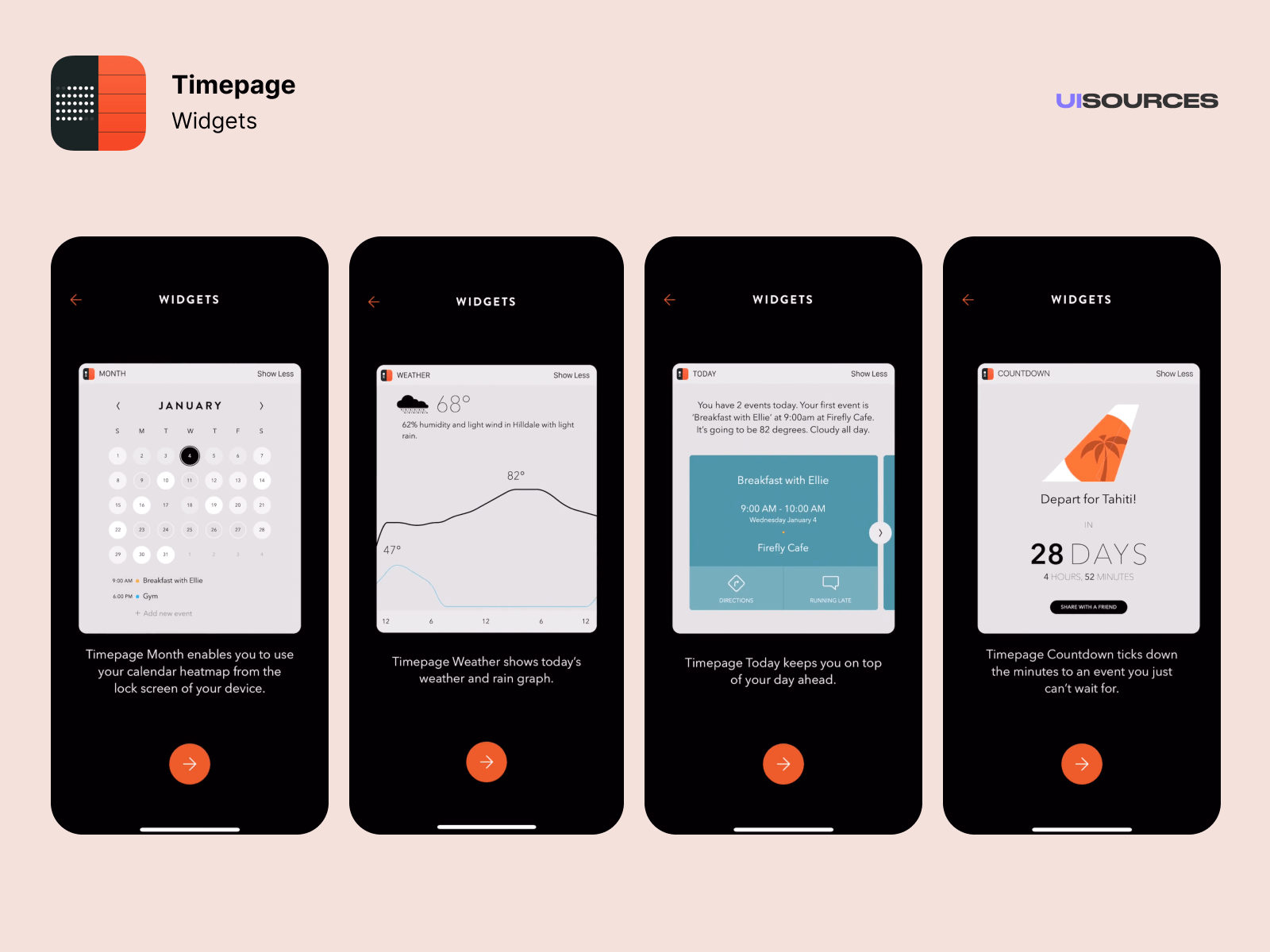Timepage - Content Screens Screenshots | UI Sources
