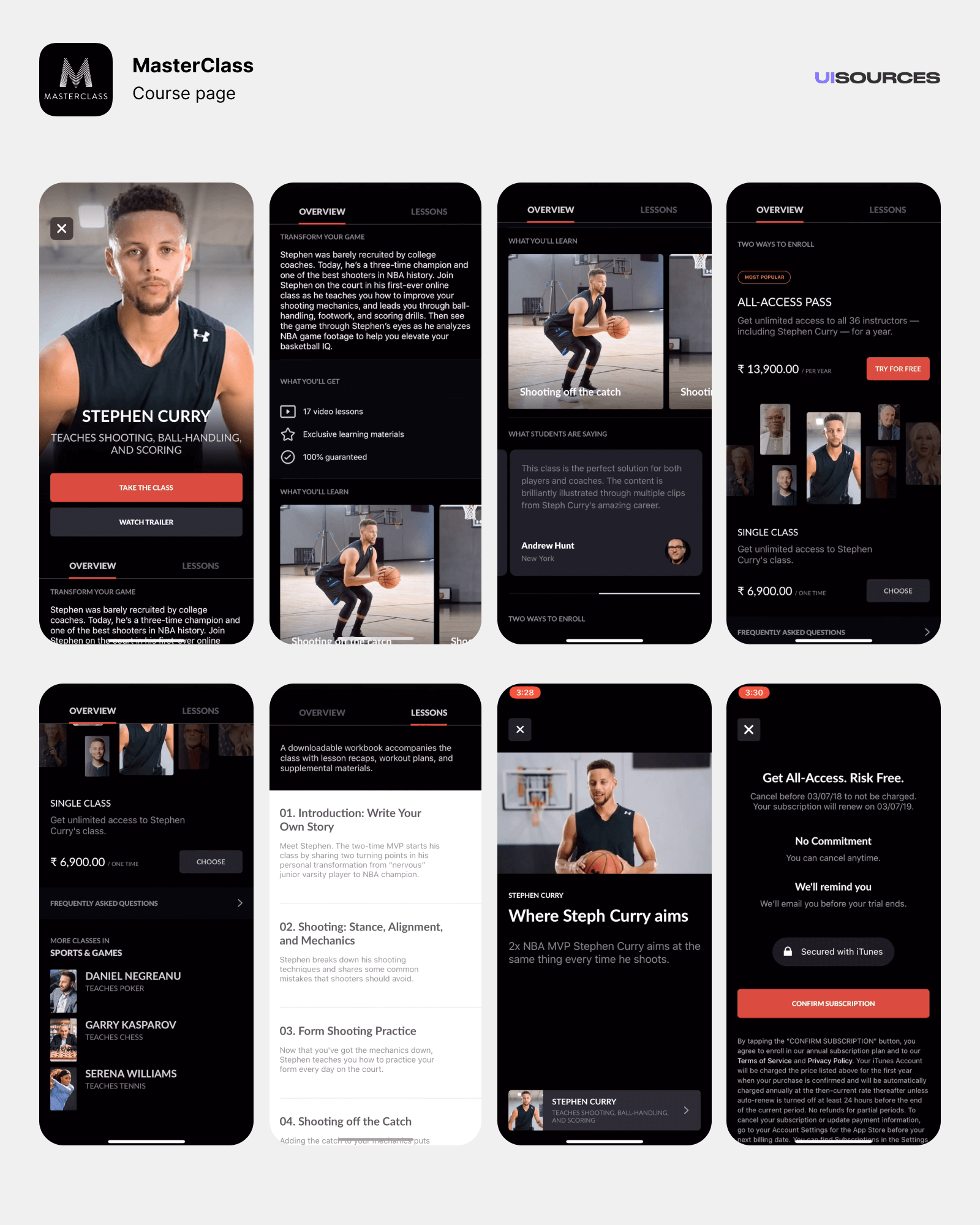 MasterClass - Learning Experiences Screenshots | UI Sources