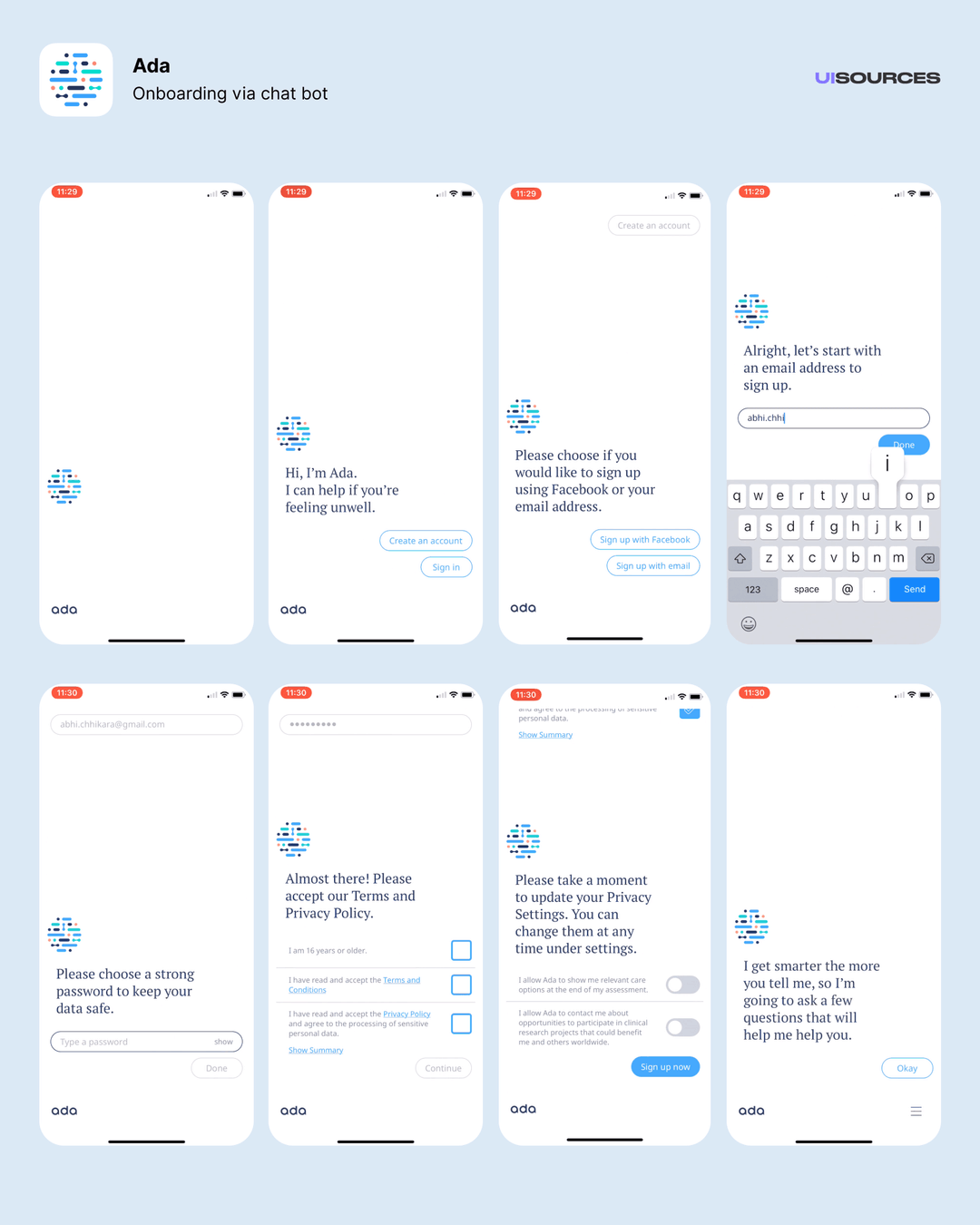 Ada - Chat Bot Screenshots | UI Sources