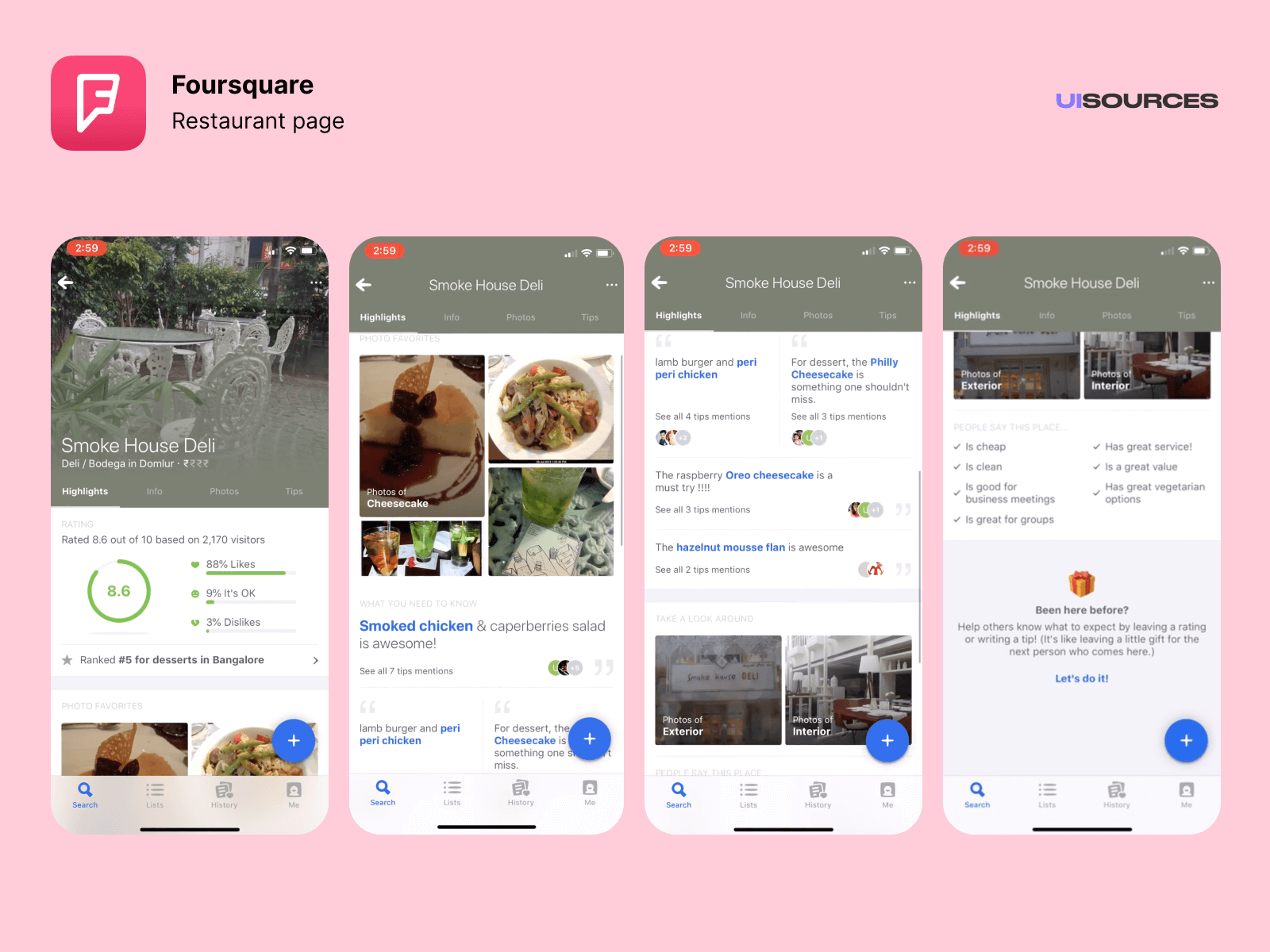 Foursquare - Content Screens Screenshots | UI Sources