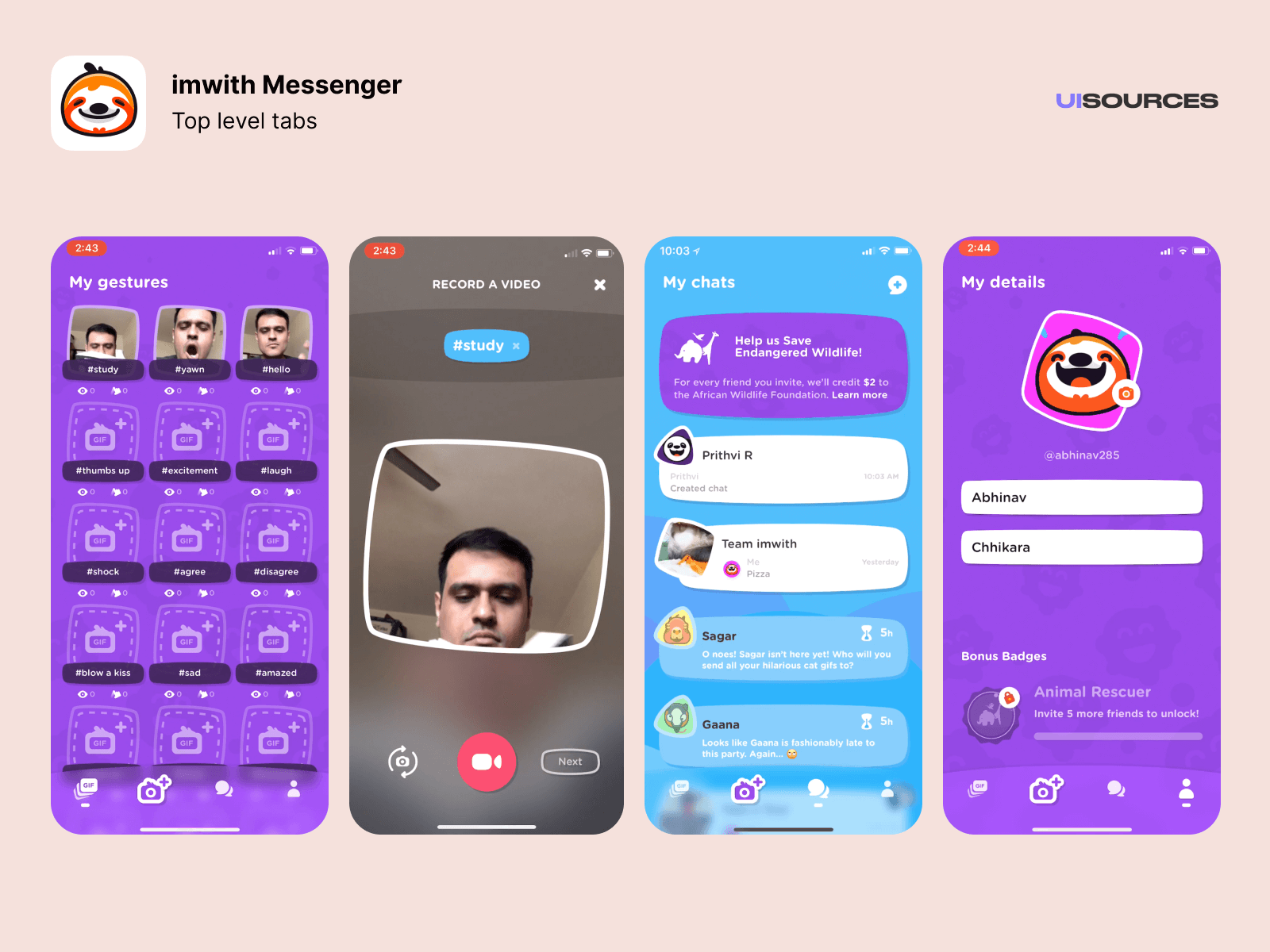 imwith Messenger - Content Screens Screenshots | UI Sources