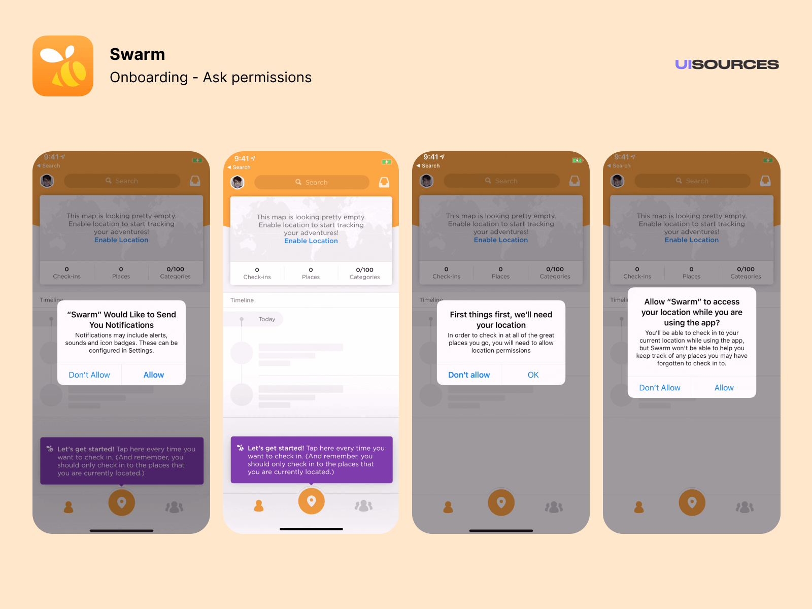 Swarm by Foursquare - Onboarding Screenshots | UI Sources