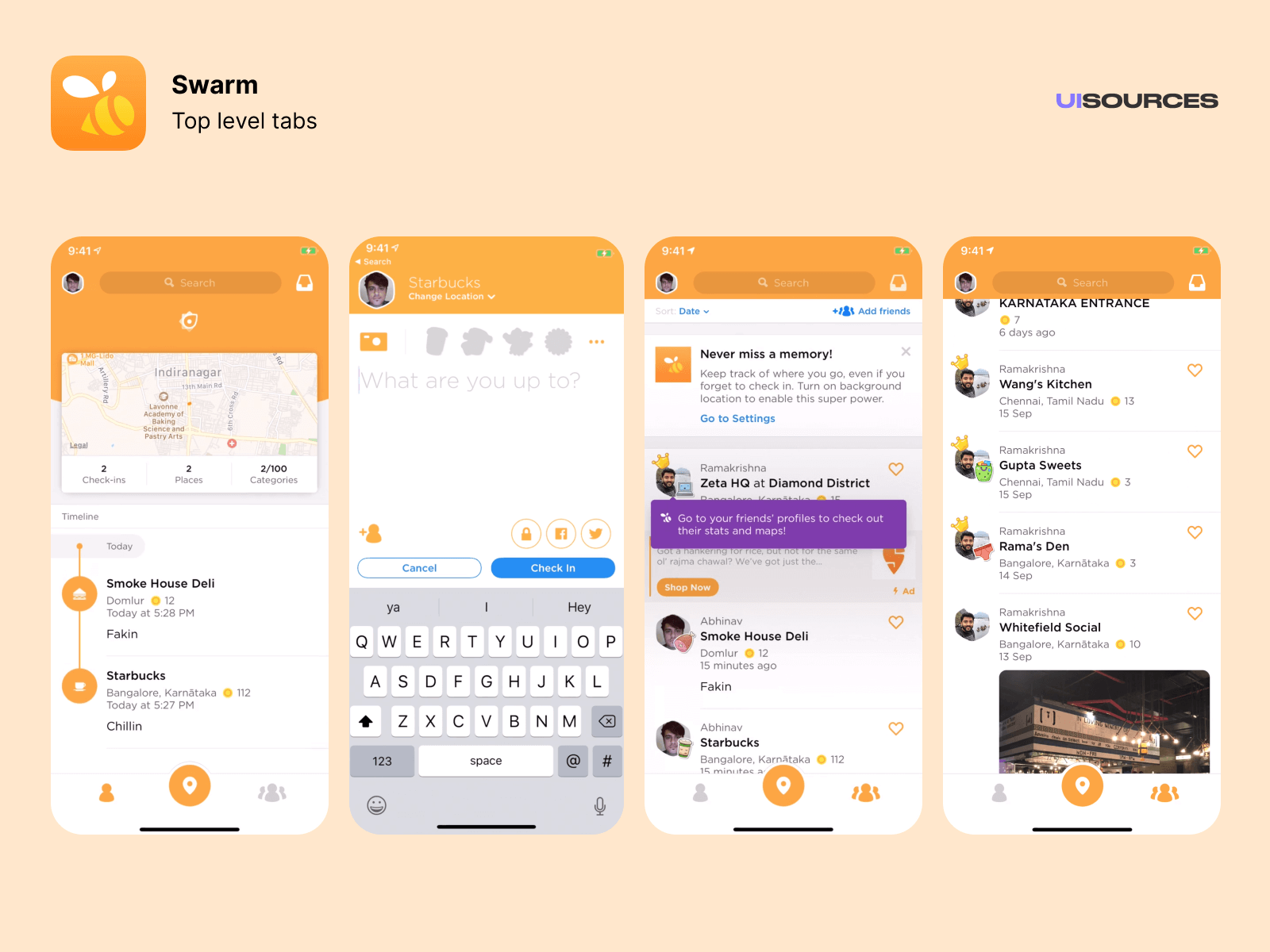 Swarm by Foursquare - Content Screens Screenshots | UI Sources
