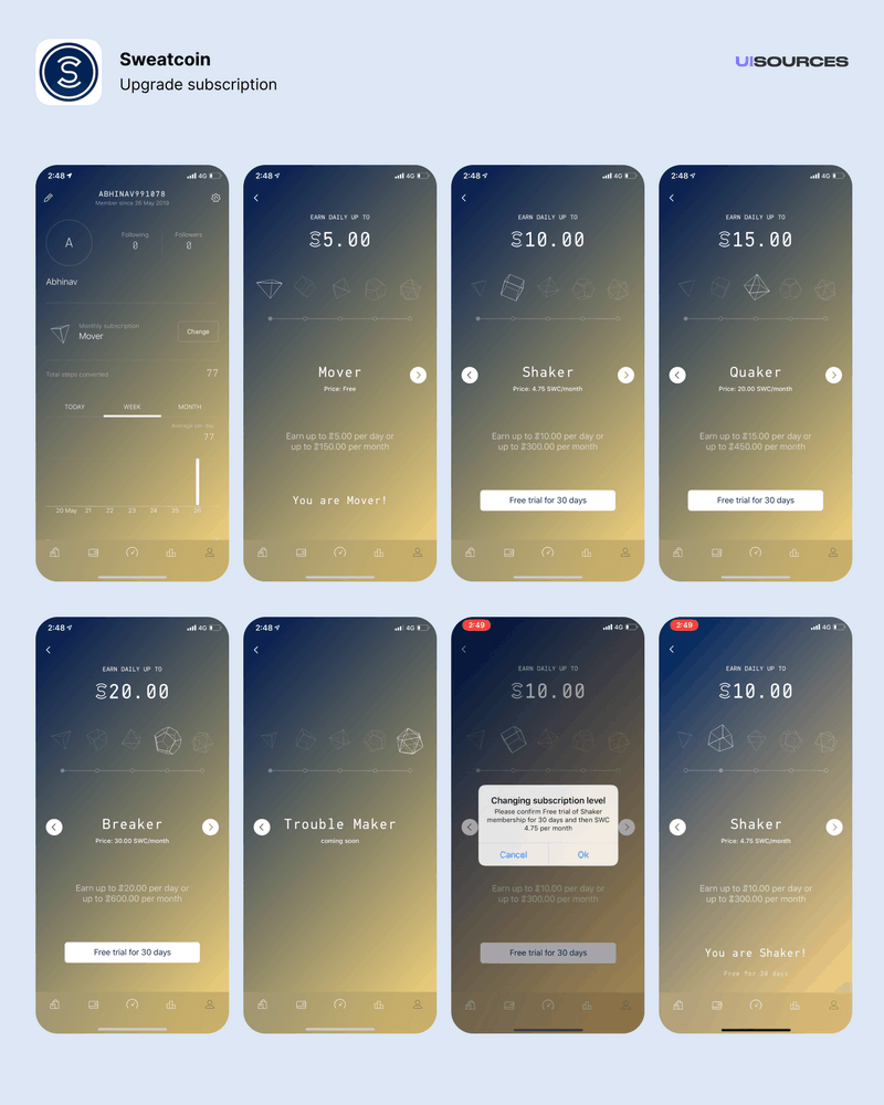 Sweatcoin - Chat Bot Screenshots | UI Sources