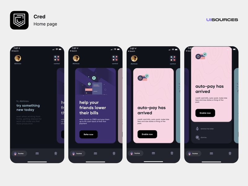 Cred - Content Screens Screenshots | UI Sources