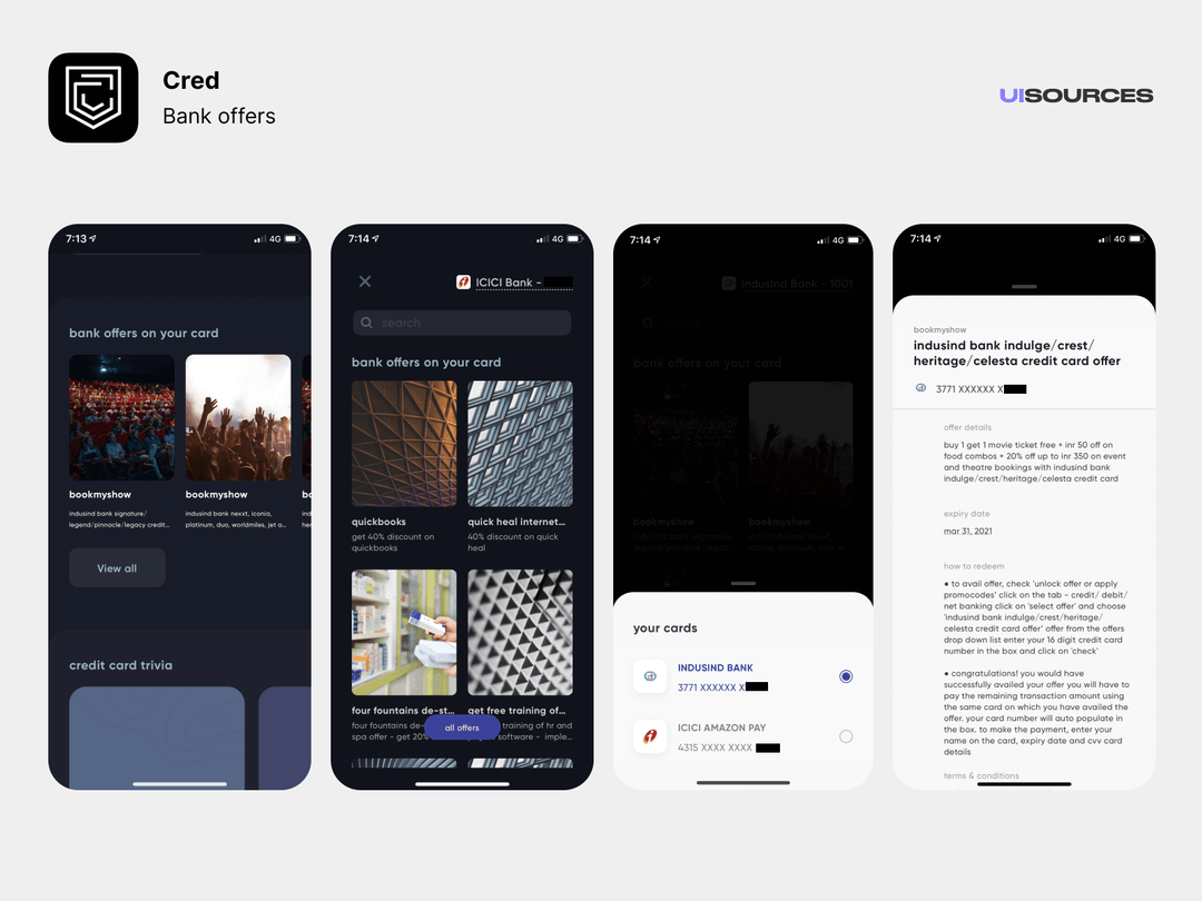 Cred - Content Screens Screenshots | UI Sources