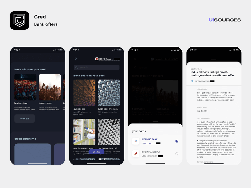 Cred - Content Screens Screenshots | UI Sources