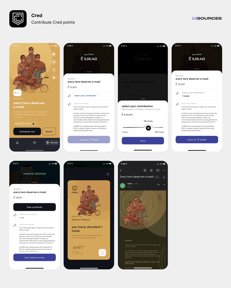Cred - Content Screens Screenshots | UI Sources