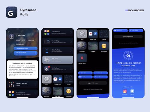 Gyroscope - Content Screens Screenshots | UI Sources