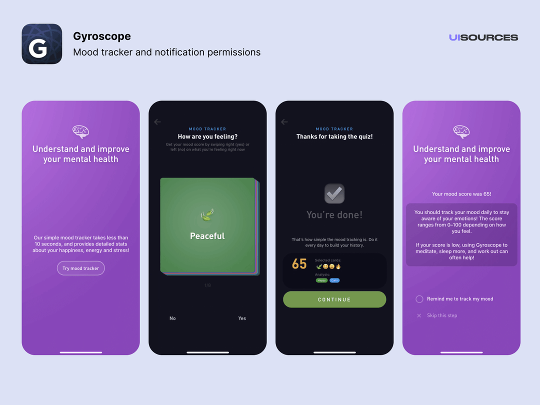 Gyroscope - Profile / Settings Screenshots | UI Sources