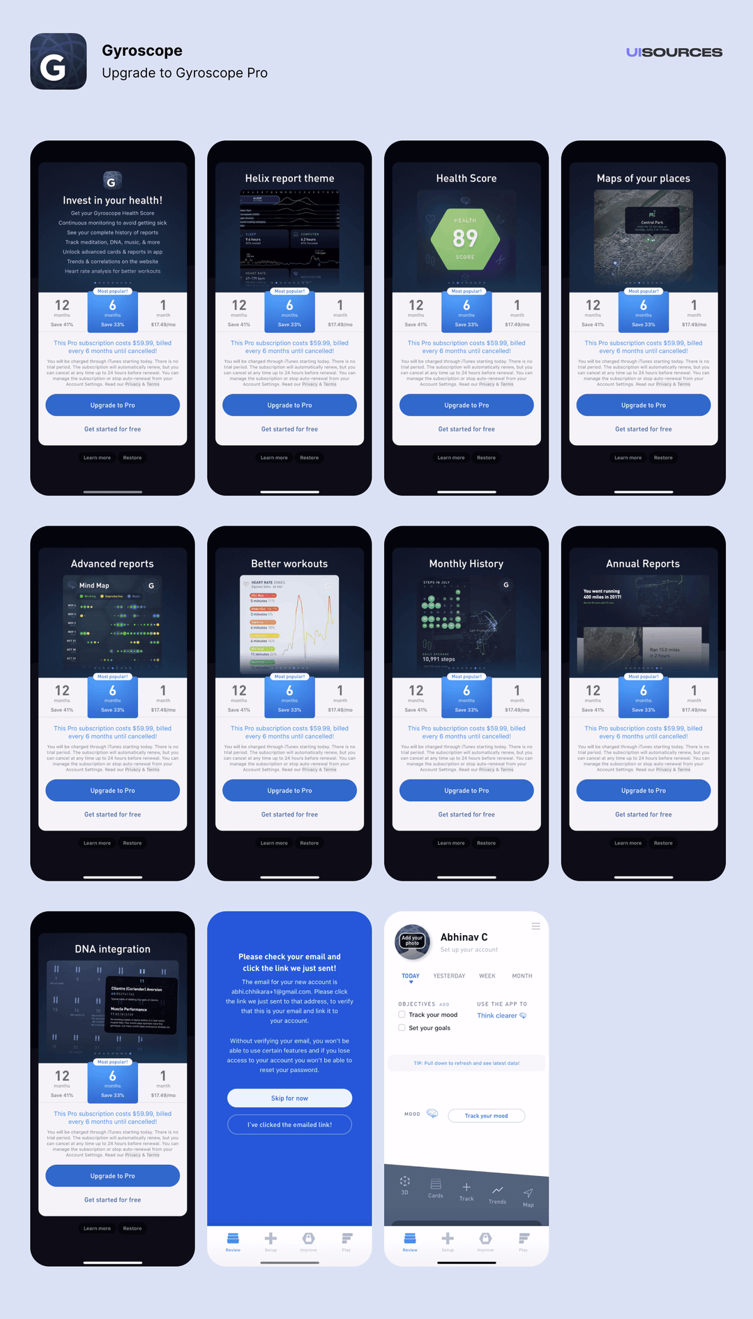 Gyroscope - Content Screens Screenshots | UI Sources