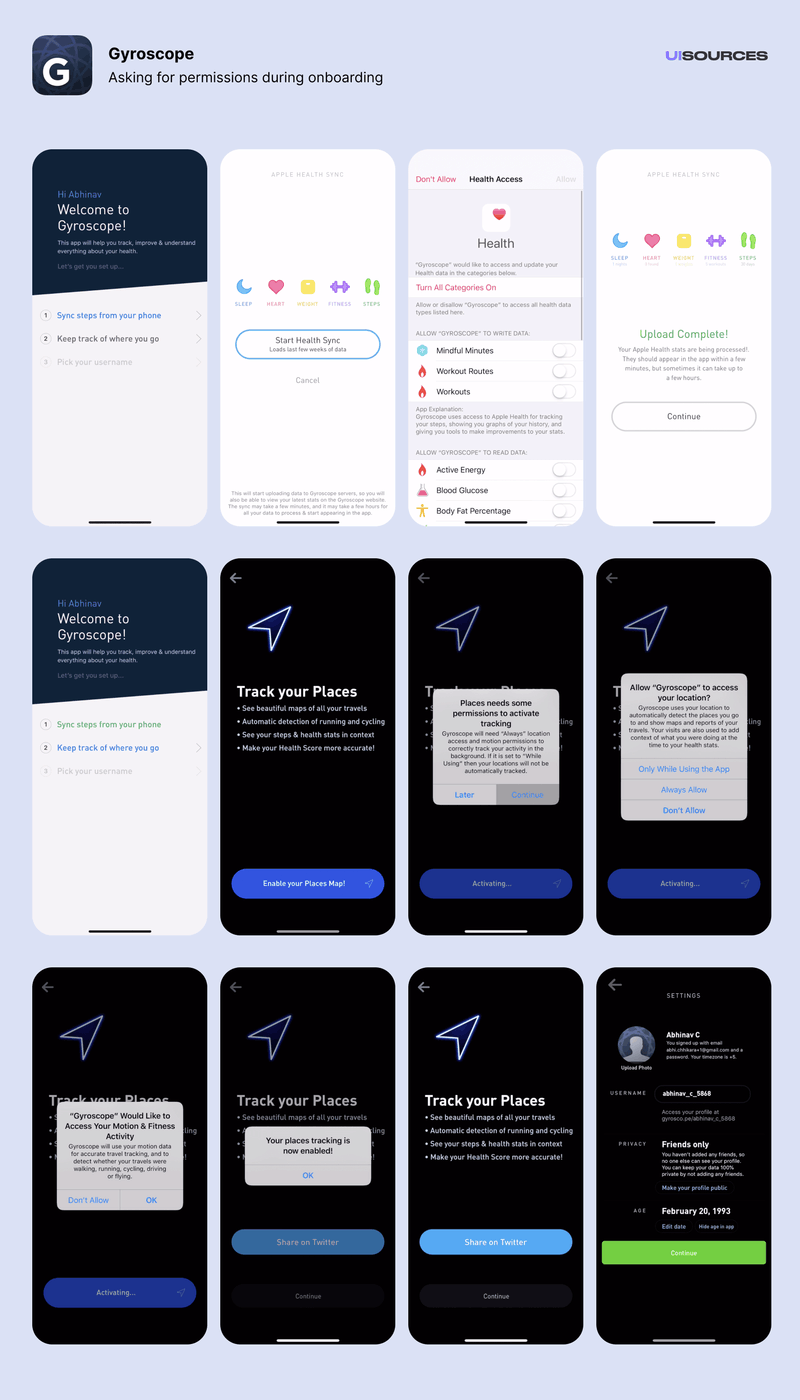 Gyroscope - Profile / Settings Screenshots | UI Sources