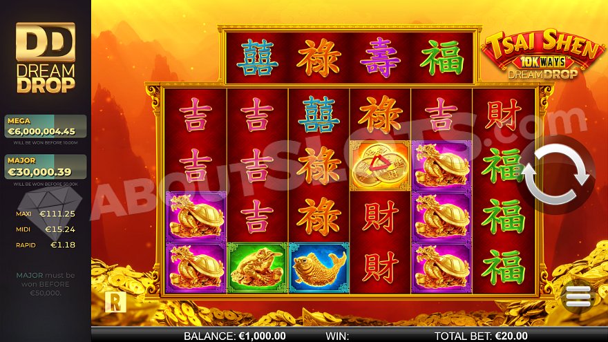Tsai Shen 10K Ways Dream Drop (ReelPlay) Slot Review - 💎AboutSlots