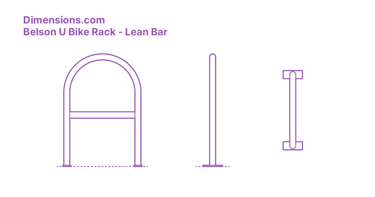 Belson U Bike Rack - Lean Bar Dimensions & Drawings | Dimensions.com