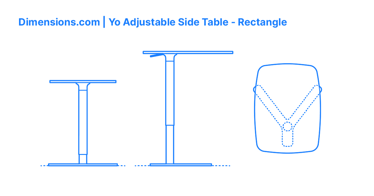 Yo Adjustable Side Table - Rectangle Dimensions & Drawings | Dimensions.com