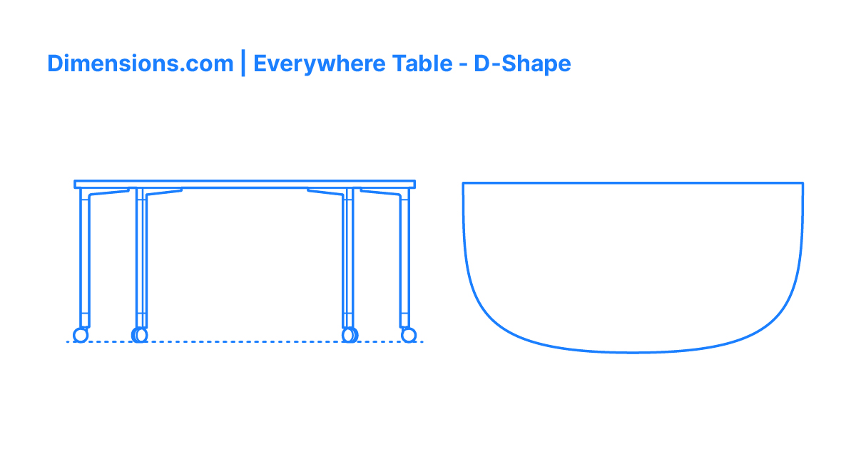 Everywhere Table - D-Shape Dimensions & Drawings | Dimensions.com
