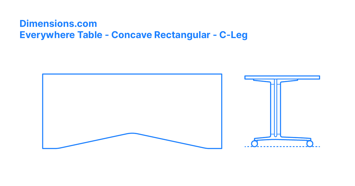 Everywhere Table - Concave Rectangular - C-Leg Dimensions & Drawings ...