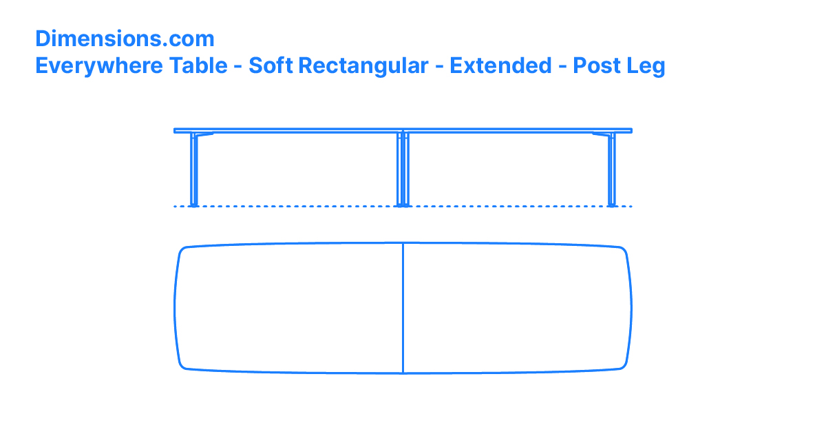 Everywhere Table - Soft Rectangular - Extended - Post Leg Dimensions ...