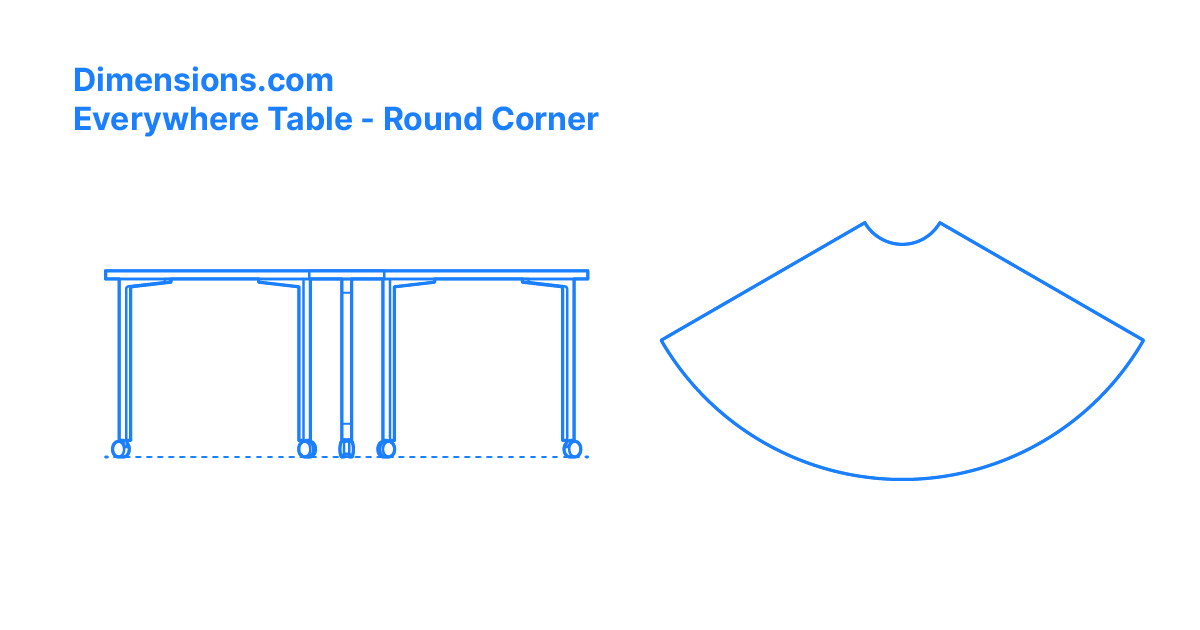 Everywhere Table - Round Corner Dimensions & Drawings | Dimensions.com