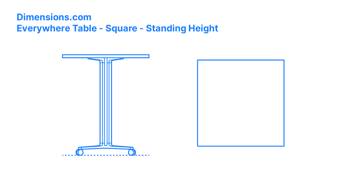 Everywhere Table - Square - Standing Height Dimensions & Drawings ...