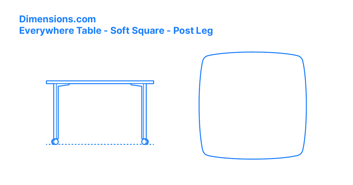 Everywhere Table - Soft Square - Post Leg Dimensions & Drawings | Dimensions.com