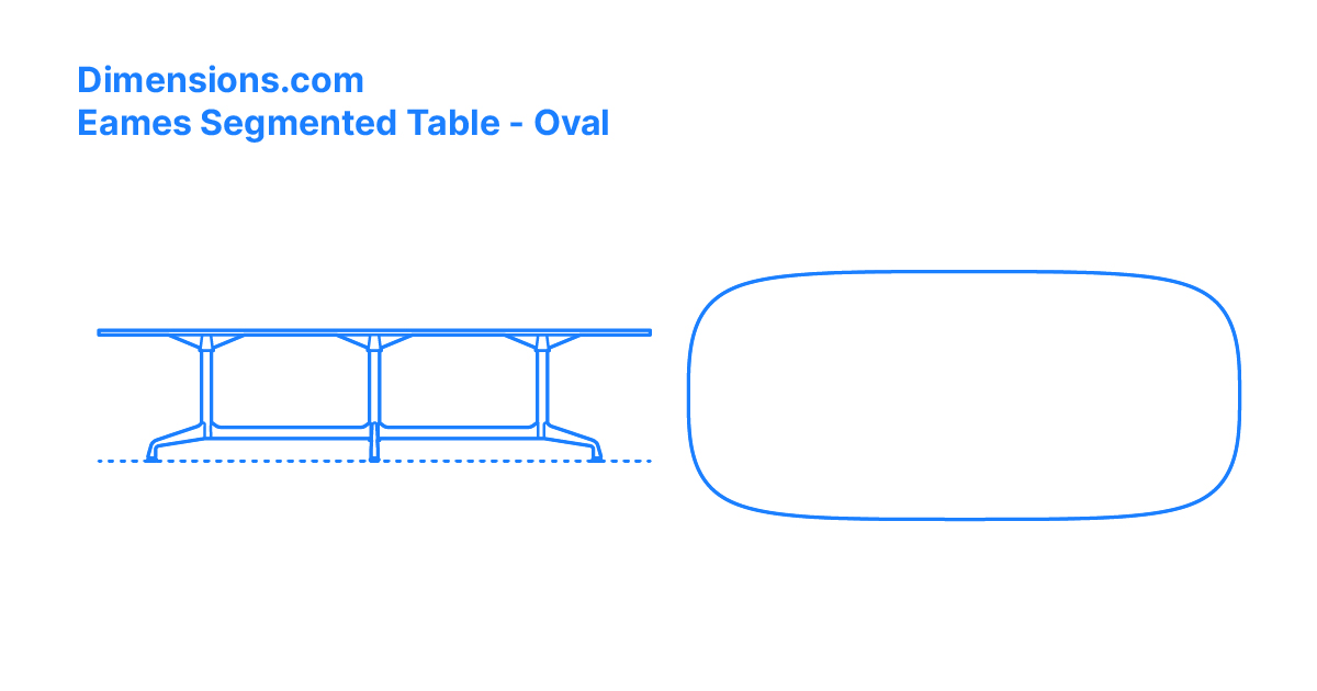 Eames Segmented Table - Oval Dimensions & Drawings | Dimensions.com