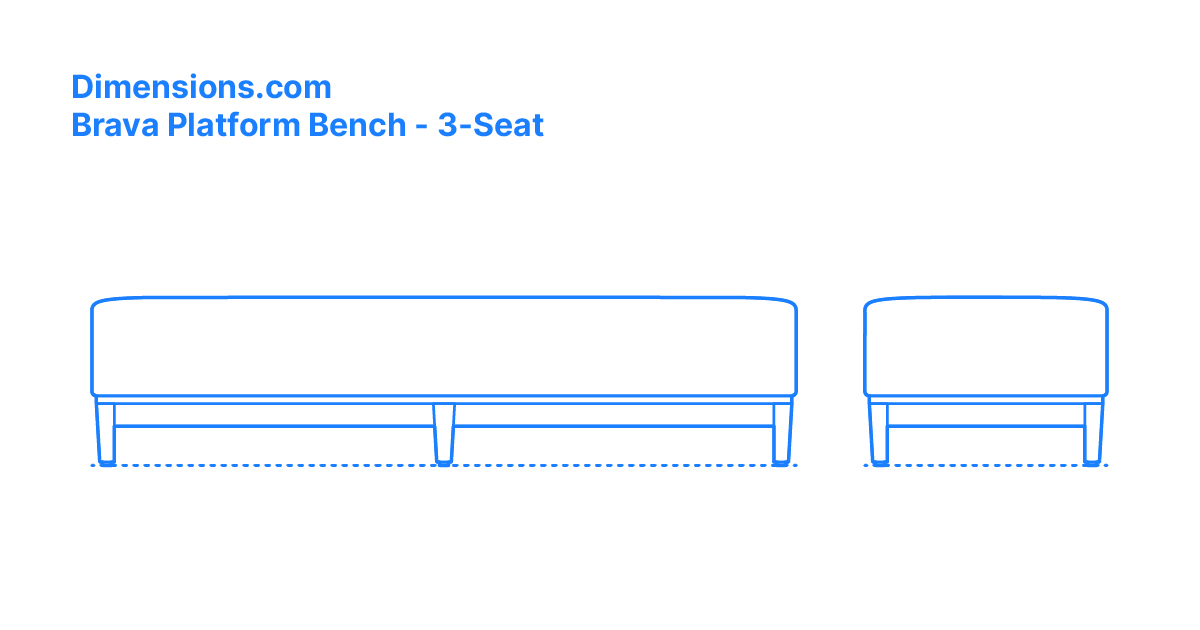 Brava Platform Bench - 3-Seat Dimensions & Drawings | Dimensions.com