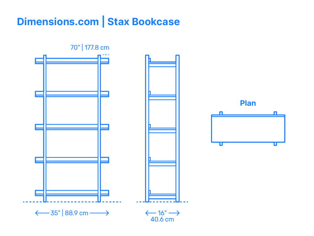 Stax Bookcase Dimensions & Drawings | Dimensions.com