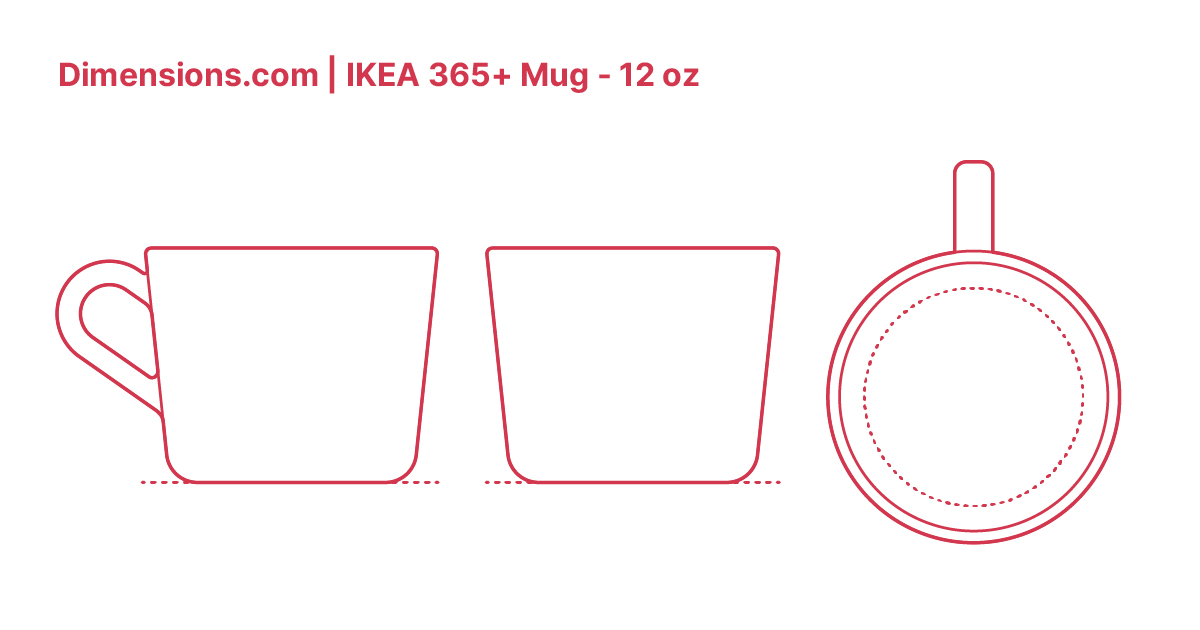 IKEA 365+ Mug - 12 oz Dimensions & Drawings | Dimensions.com