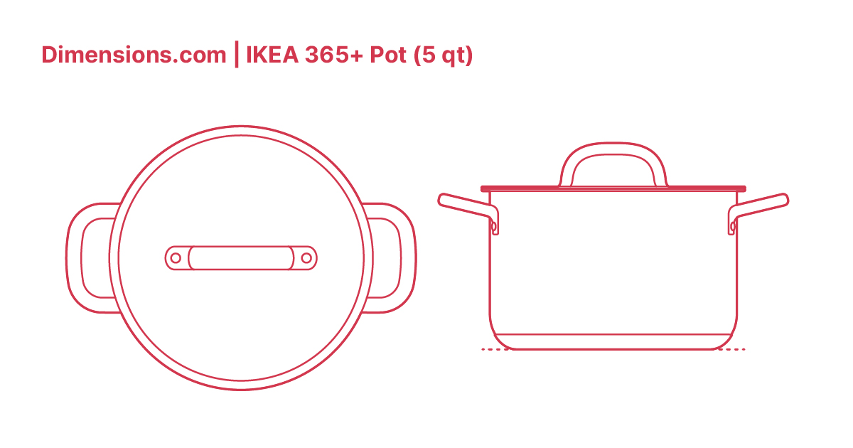IKEA 365+ Pot - 5 qt Dimensions & Drawings | Dimensions.com
