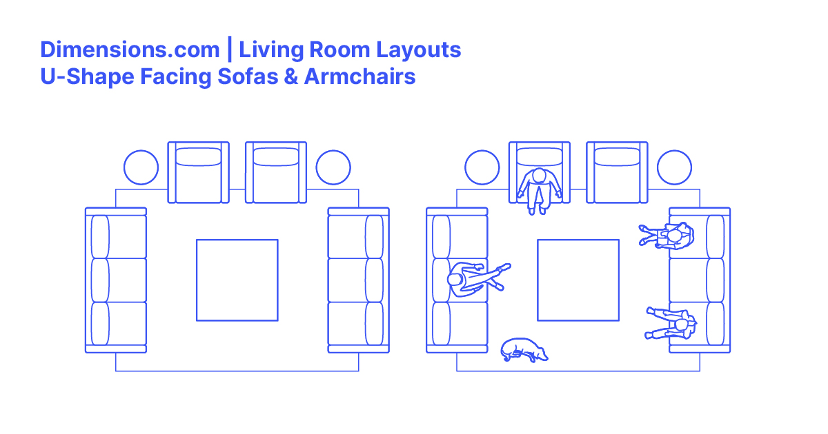U-Shape Sofa Facing Sofa & Armchairs Living Room Dimensions & Drawings ...